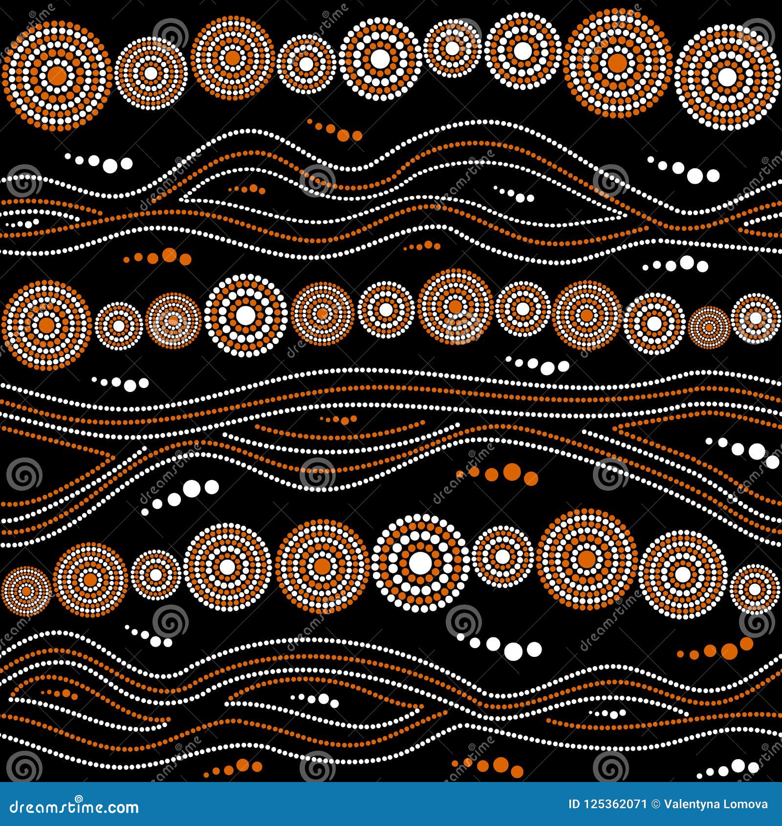 Australian Aboriginal Seamless Vector Pattern with Dotted Circles ...