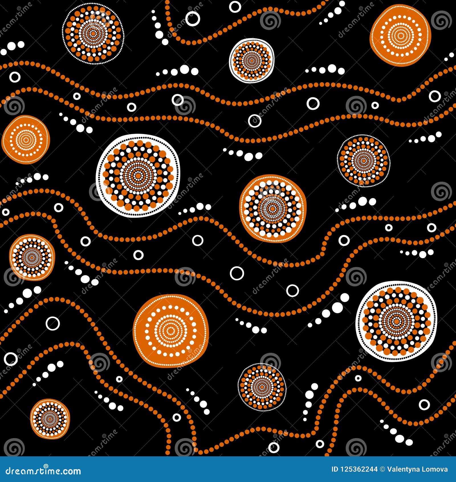 Australian Aboriginal Seamless Vector Pattern with Dotted Circles ...