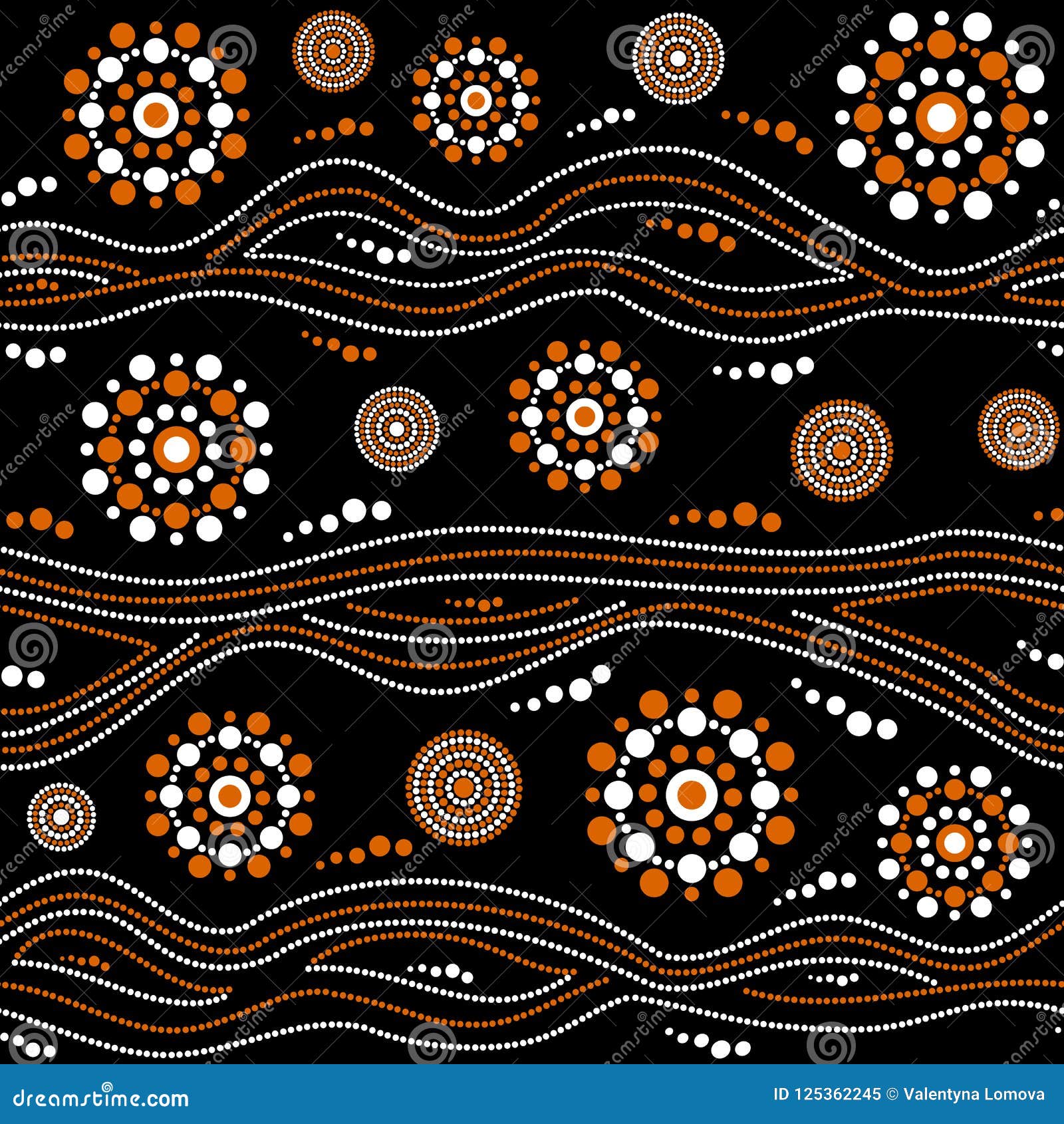 Australian Aboriginal Seamless Vector Pattern with Dotted Circles ...