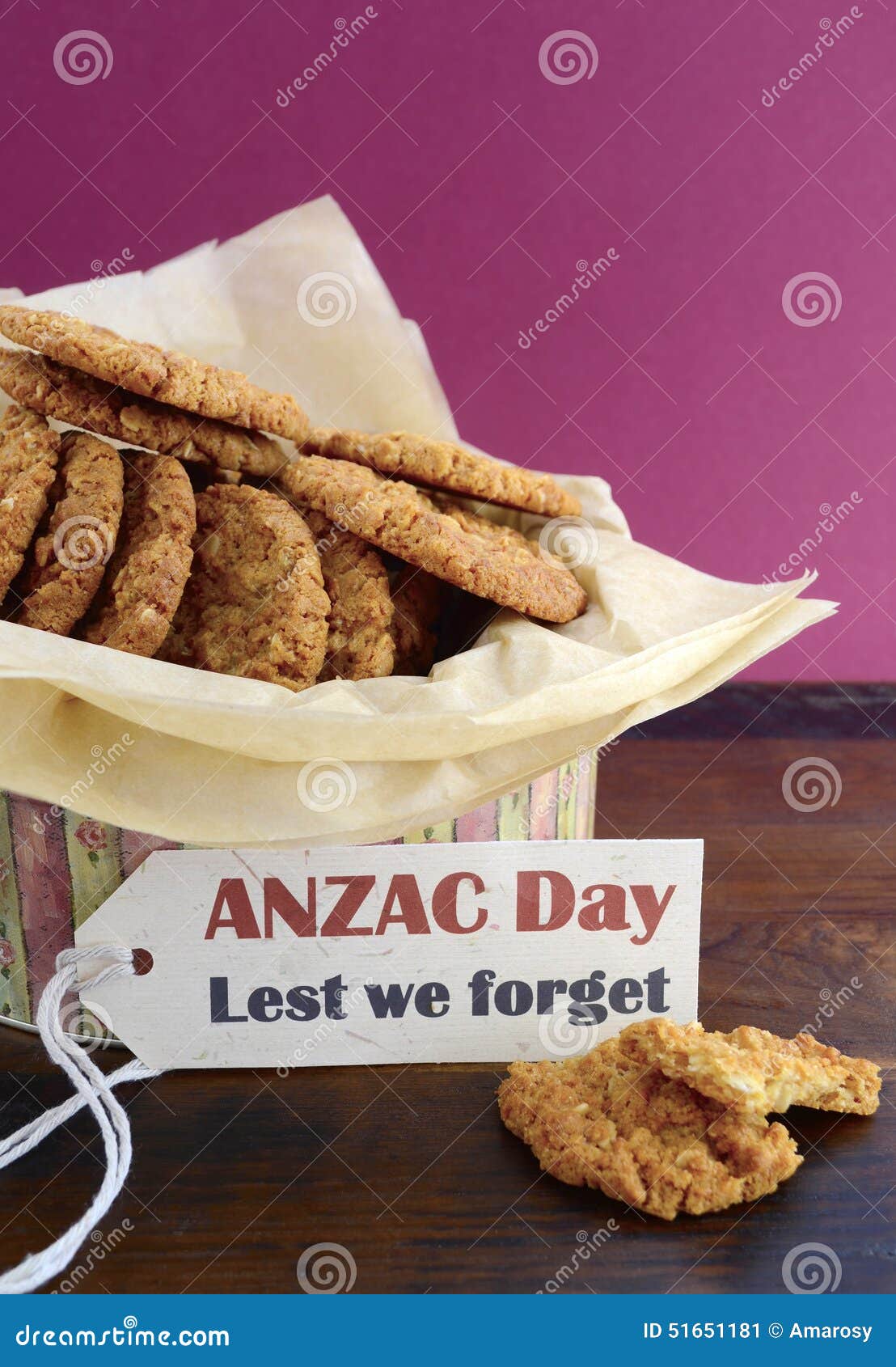 Australian Anzac Biscuits in Vintage Biscuit Tin Stock Image - Image of ...