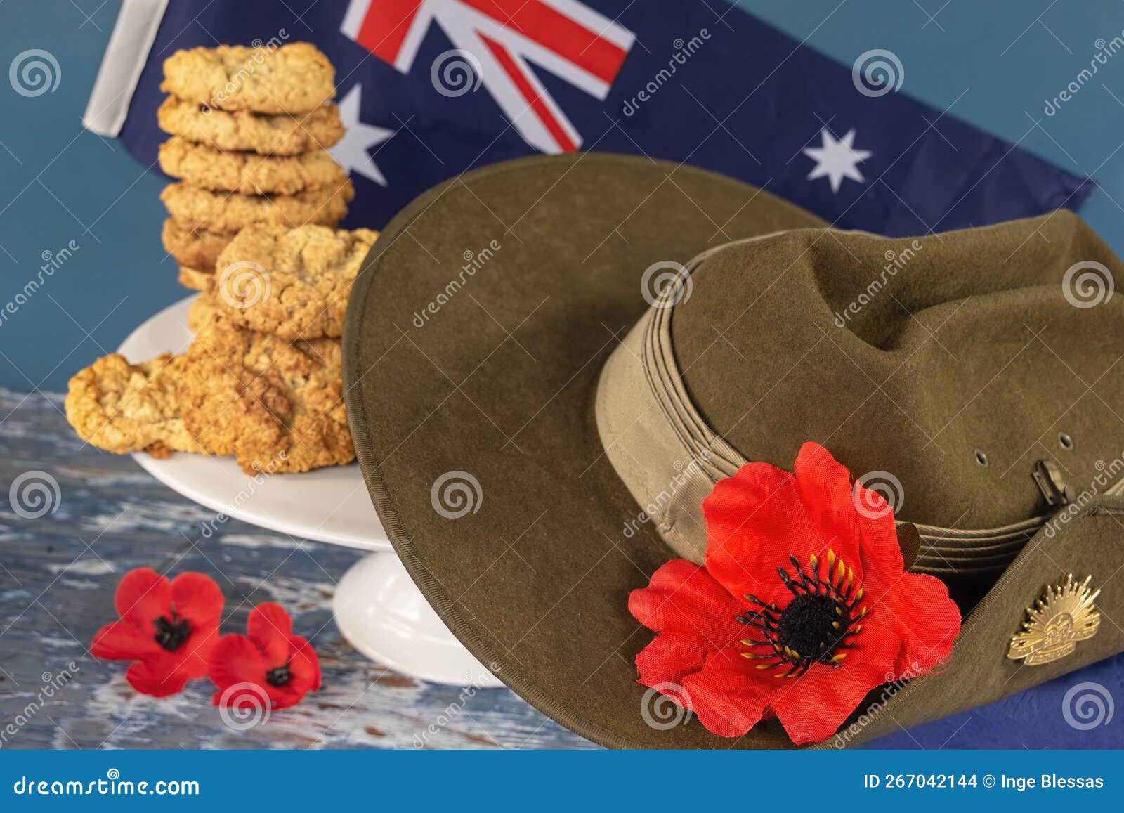 Australian Army Diggers Slouch Hat with Aanzac Biscuits. Editorial ...