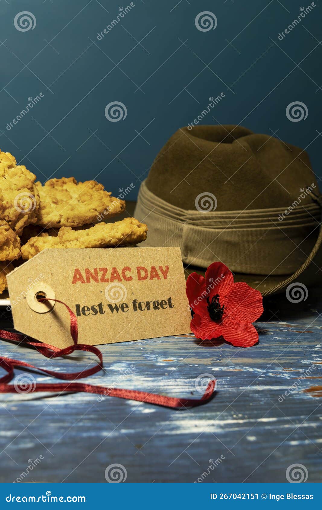 Australian Army Diggers Slouch Hat with Anzac Biscuits. Stock Image ...