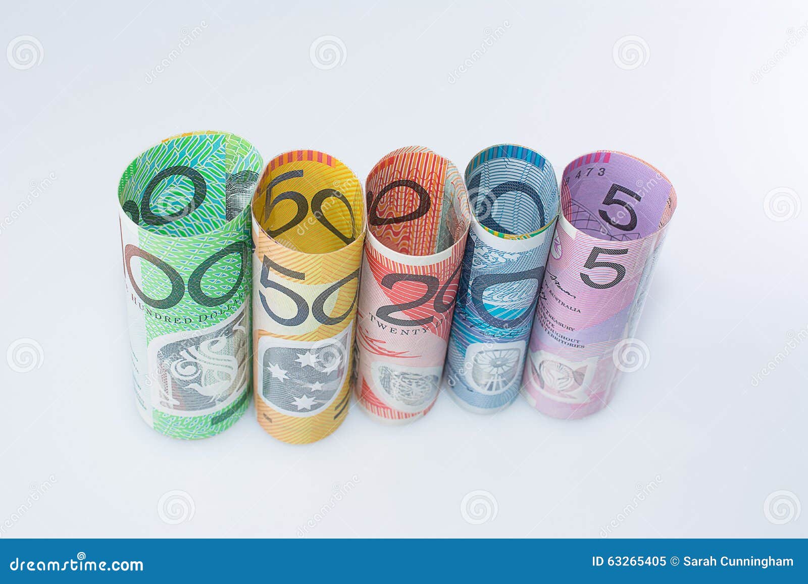 Australian Banknotes Currency Rolled Up Denominations Stock Image ...