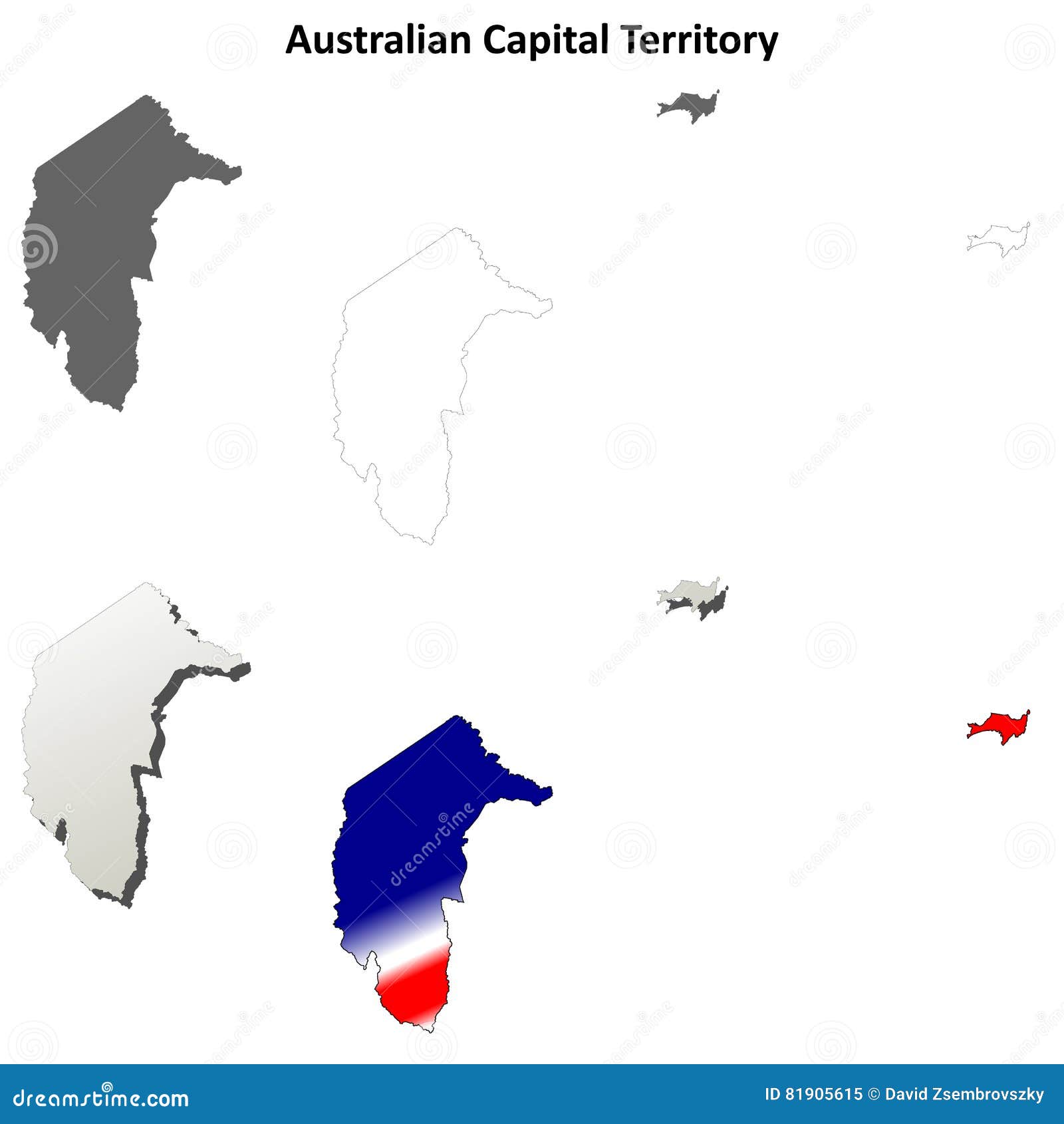 Australian Capital Territory Outline Map Set Stock Vector ...