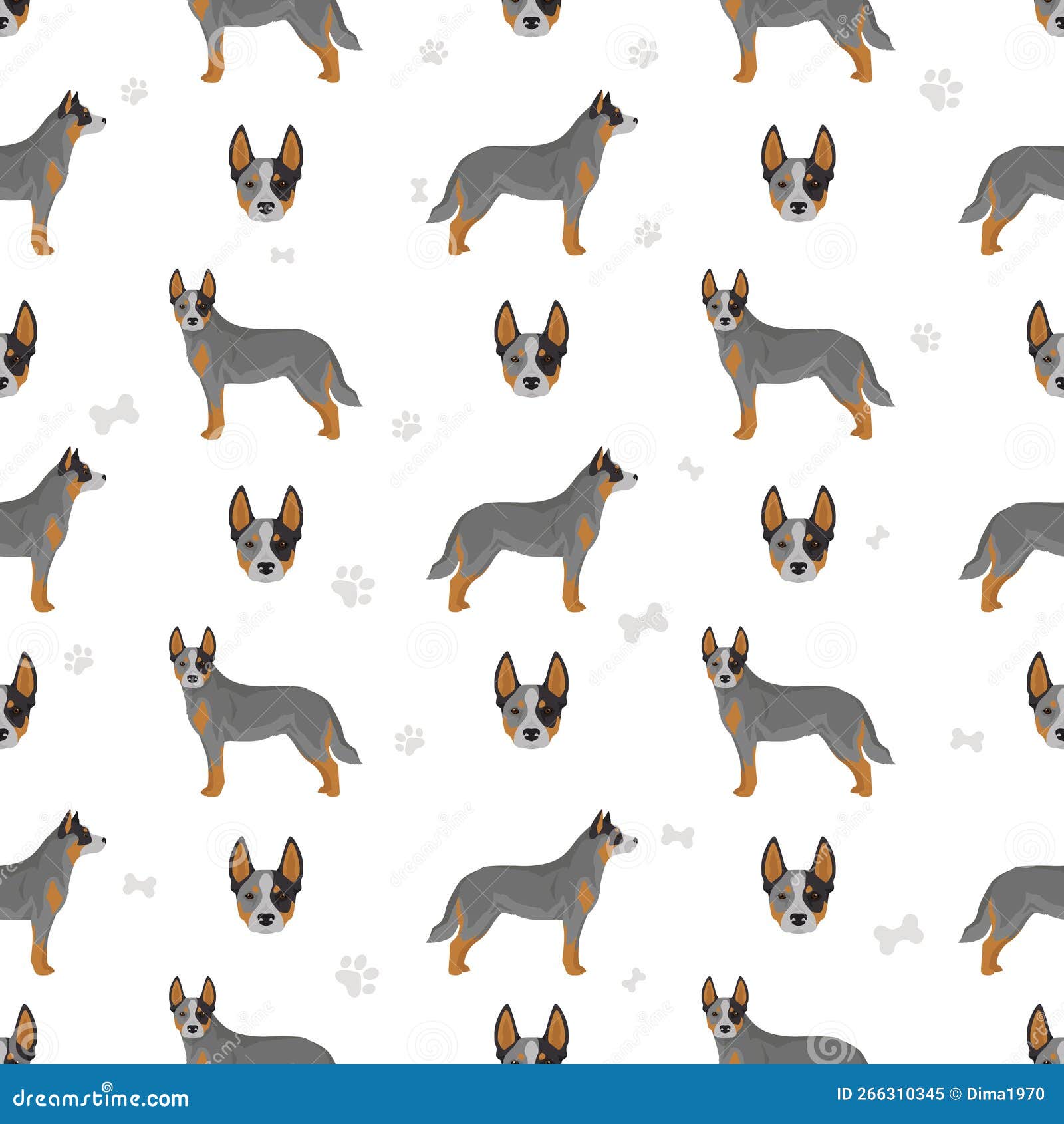 Australian Cattle Dog All Colours Seamless Pattern Stock Vector ...