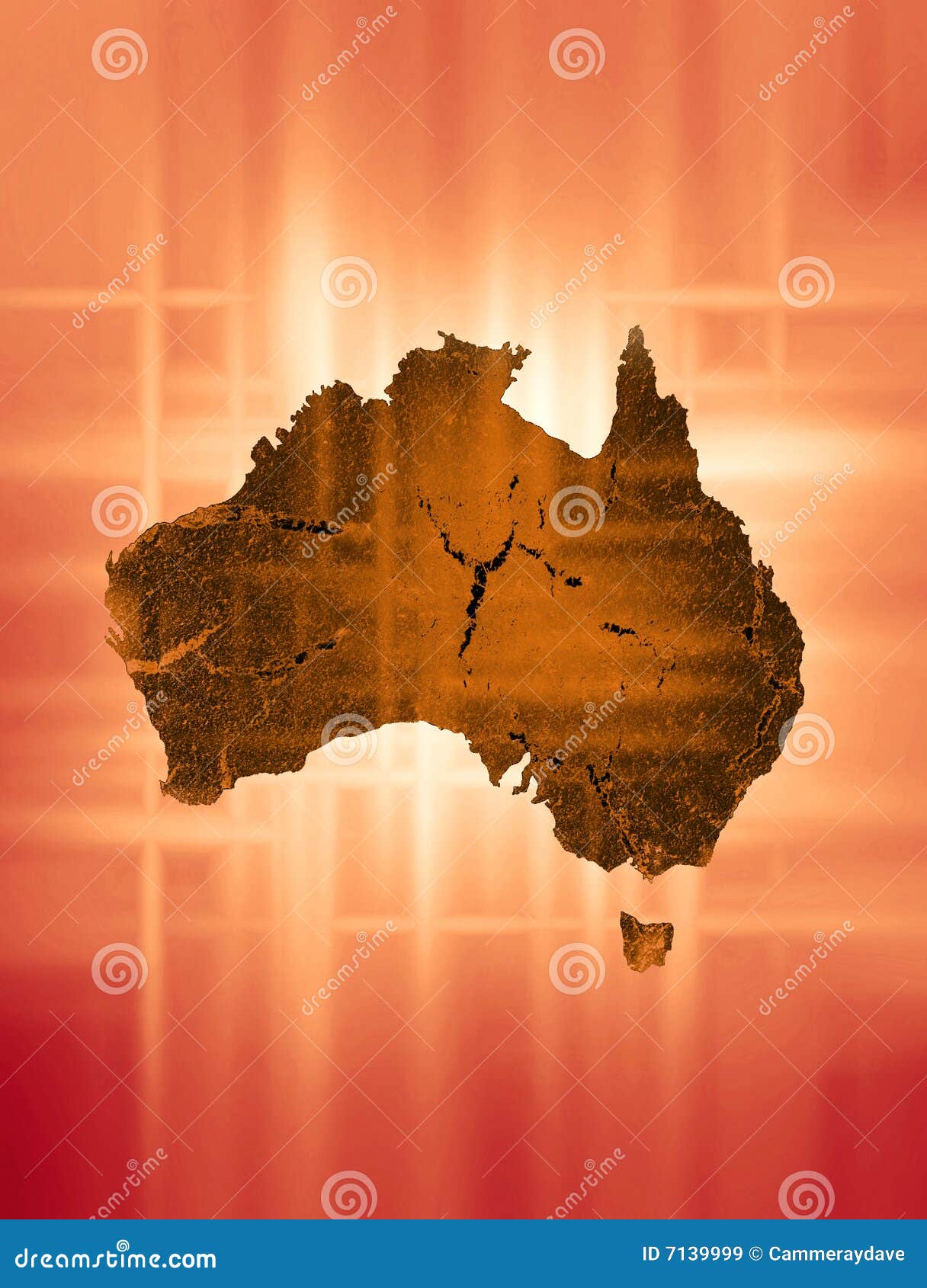 Red Australian Continent Highlighted On Green World Map Royalty-Free ...