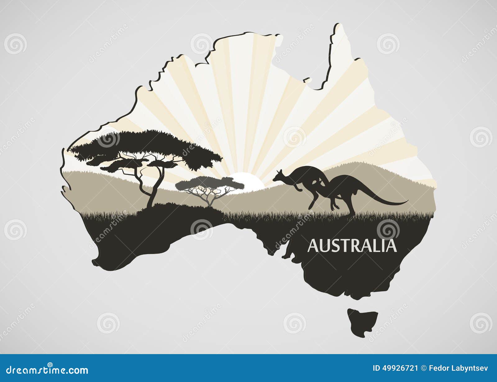Red Australian Continent Highlighted On Green World Map Royalty-Free ...