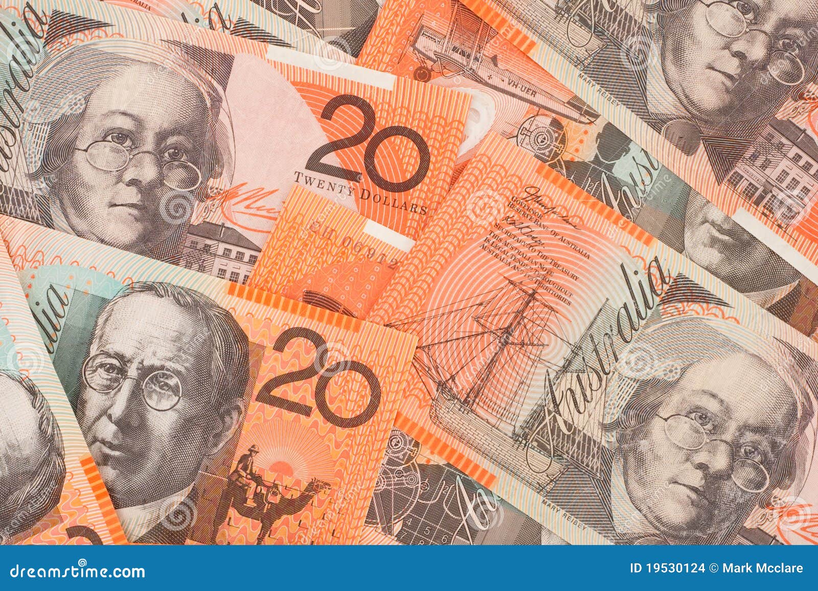 Australian Currency $20 Banknotes Background Stock Photo - Image of ...