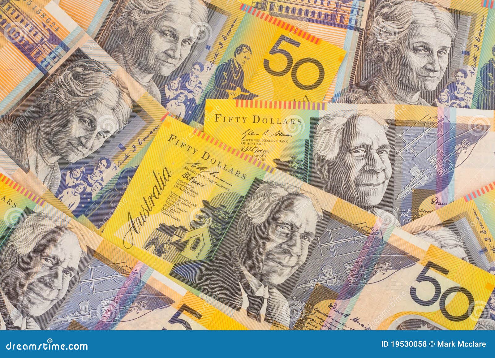 Australian Currency $50 Banknotes Background Stock Photo - Image of ...