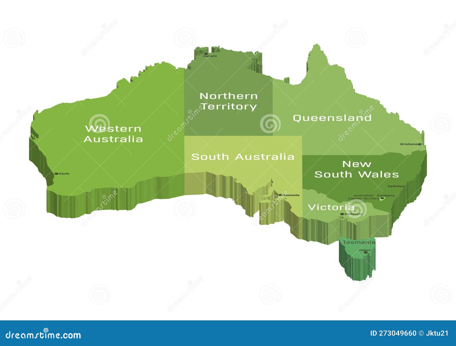 Australian 3d (isometric) Map Colored by States Stock Vector ...
