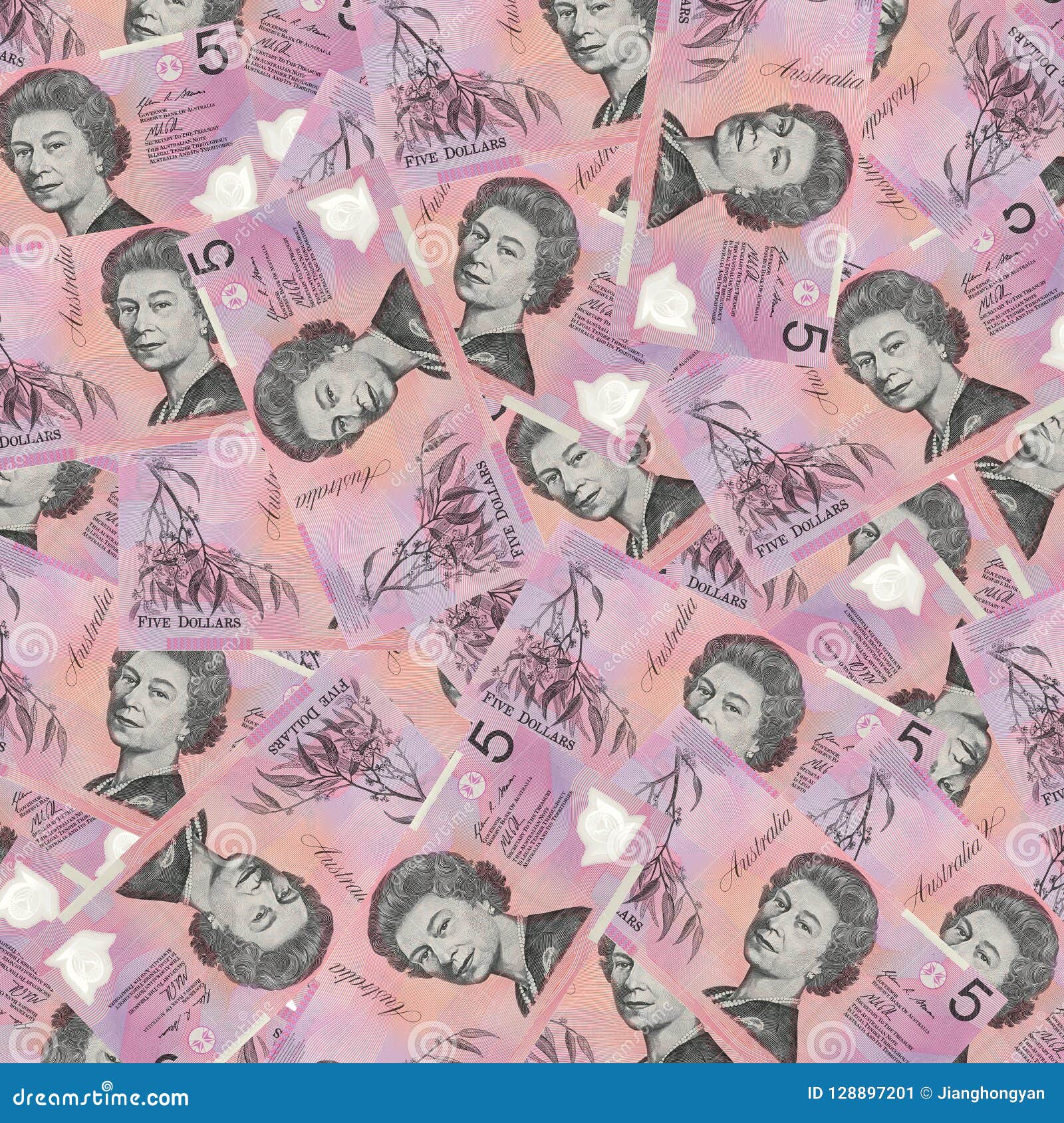 Australian Five Dollar Note Depicting Queen Elizabeth 11, Queen Of ...