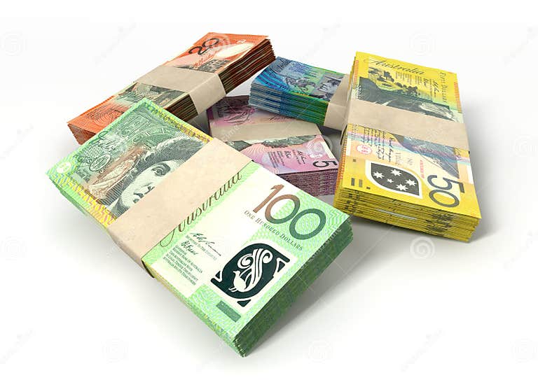 Australian Dollar Notes Bundles Stack Stock Illustration - Illustration ...
