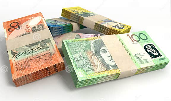 Australian Dollar Notes Bundles Stack Stock Illustration - Illustration ...