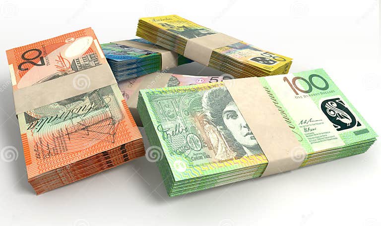 Australian Dollar Notes Bundles Stack Stock Illustration - Illustration ...
