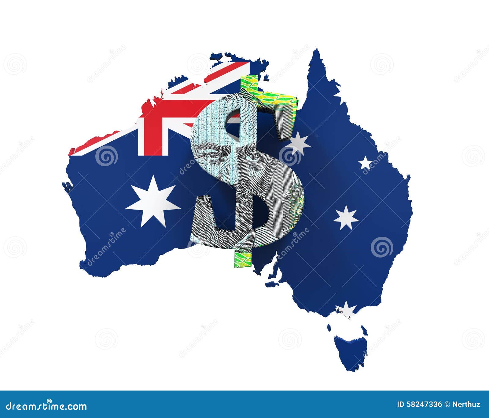 Australian Dollar Symbol and Map Stock Illustration - Illustration of ...