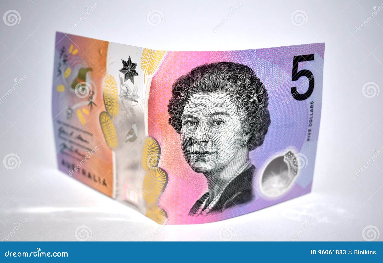 Australian Five Dollar Note Depicting Queen Elizabeth 11, Queen Of ...