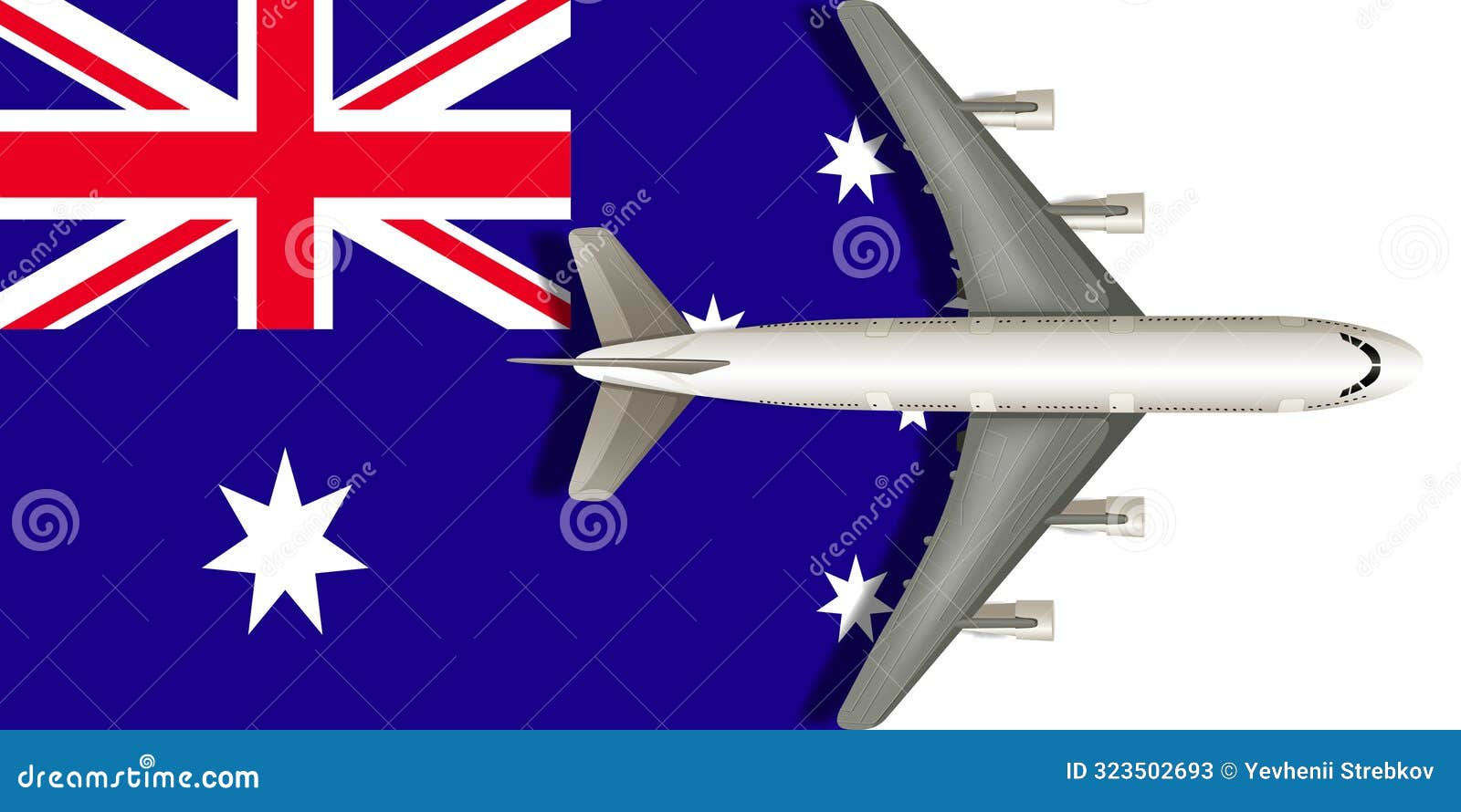 Australian Flag with an Airplane Flying Over it. Vector Image Stock ...