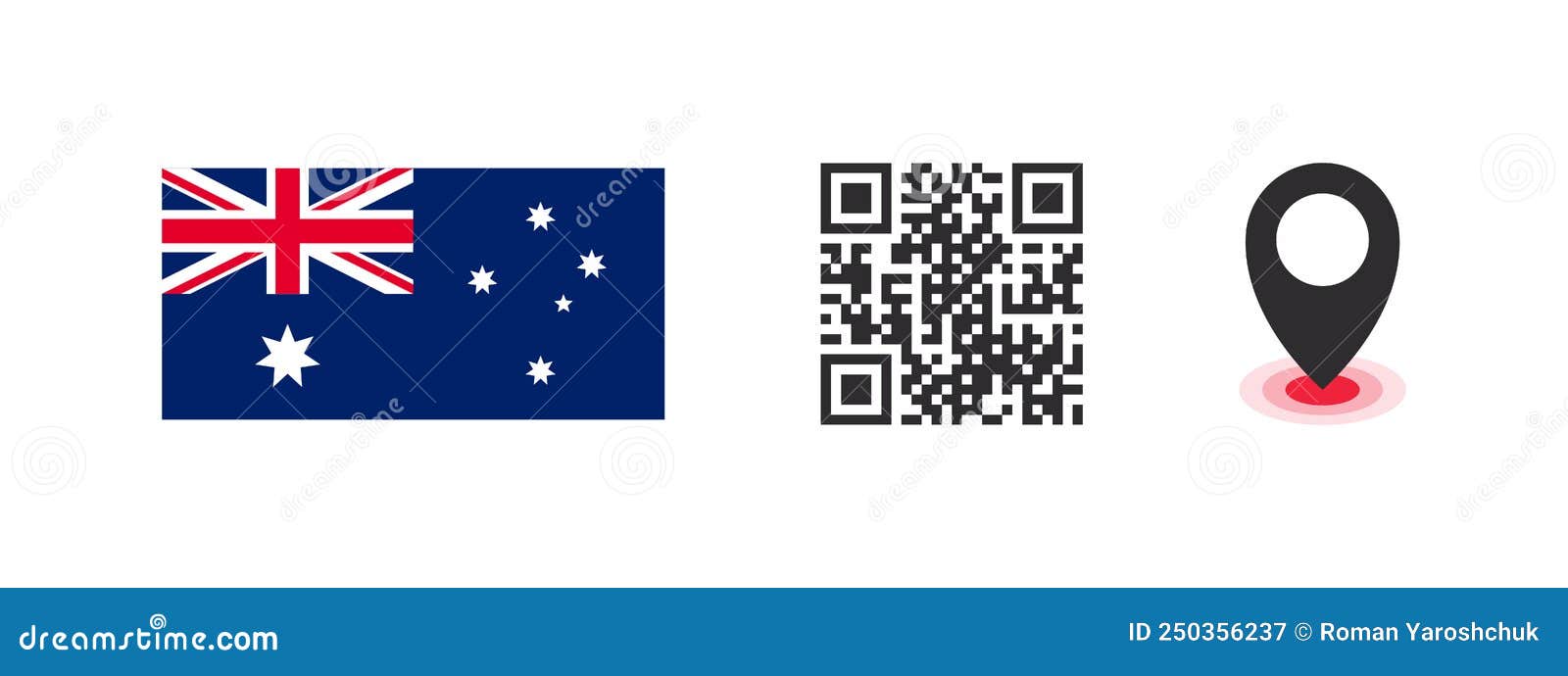 Australian Flag. Flag of the Country, QR Code with Location Pointer ...