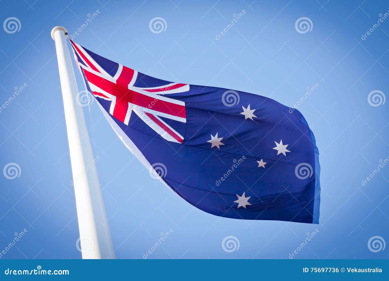 Australian Flag Flying stock photo. Image of jack, blue - 75697736