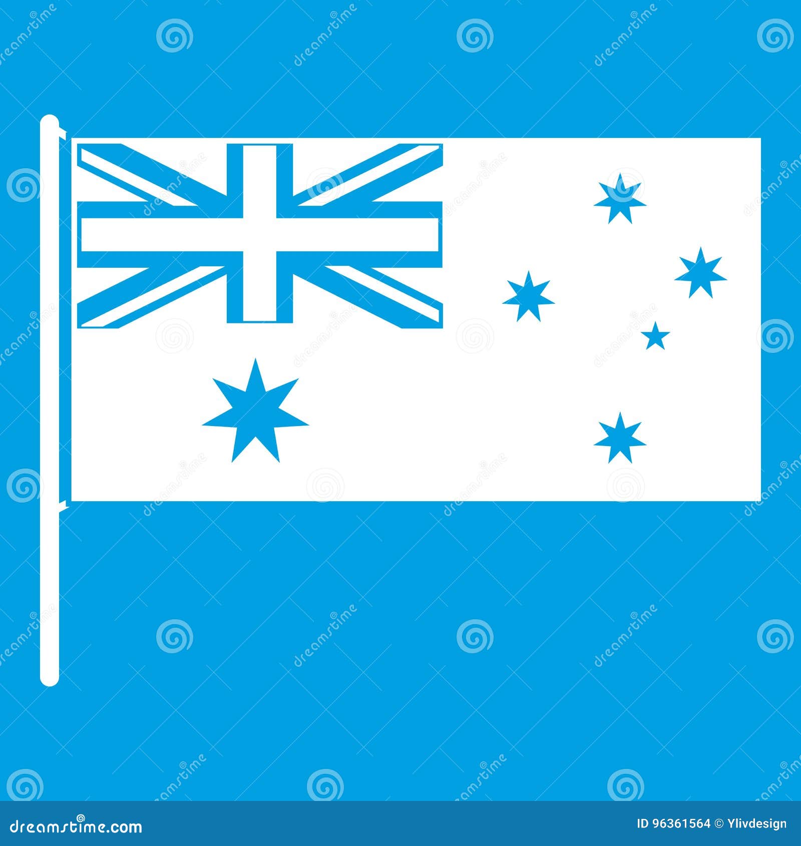 Australian flag icon white stock vector. Illustration of country - 96361564