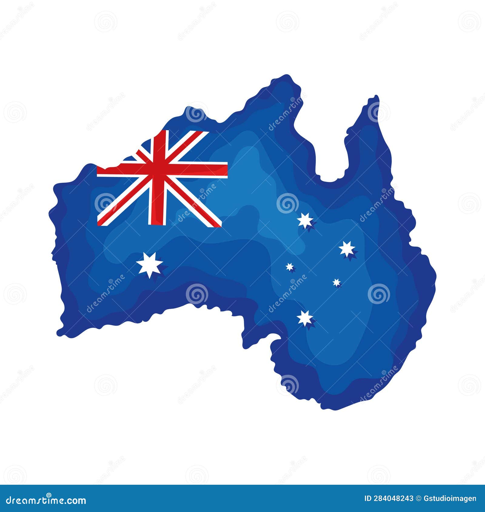 Australian flag in map stock vector. Illustration of country - 284048243