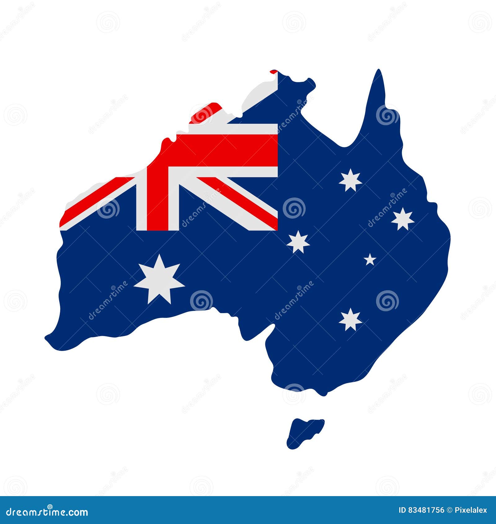 Australian flag on map stock vector. Illustration of continent - 83481756