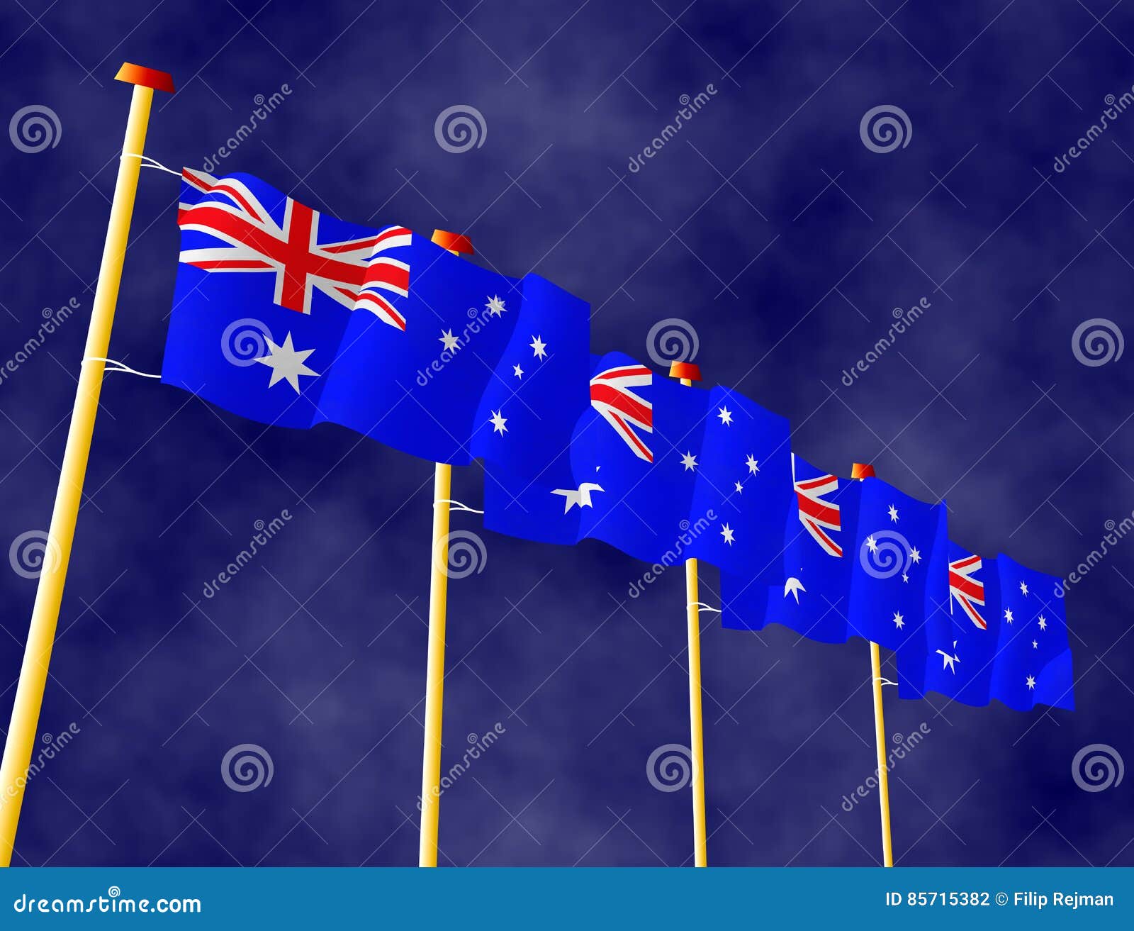 Australian flags stock illustration. Illustration of curved - 85715382