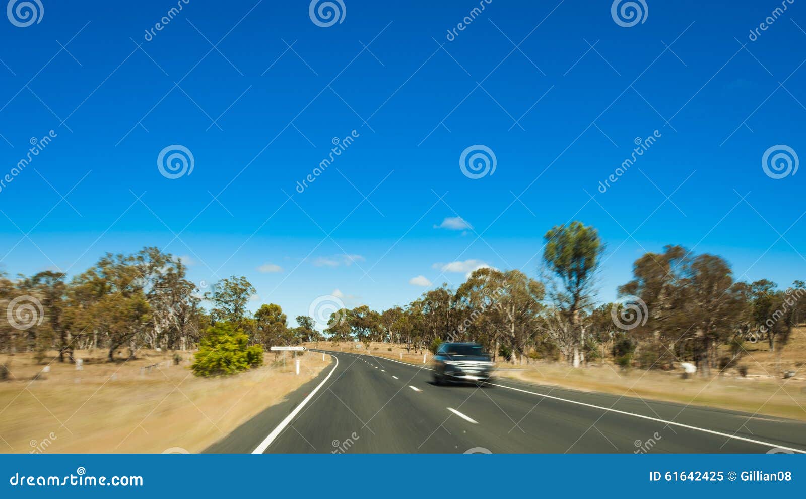 Australian Highway with Car Zooming Past Stock Image - Image of highway ...