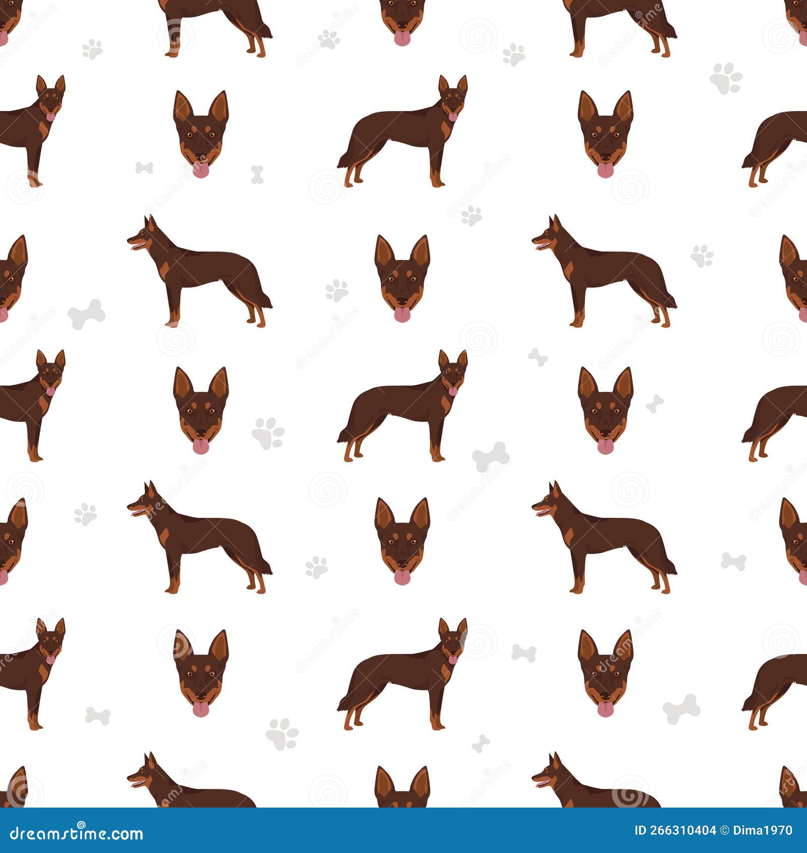 Australian Kelpie All Colours Seamless Pattern Stock Vector ...