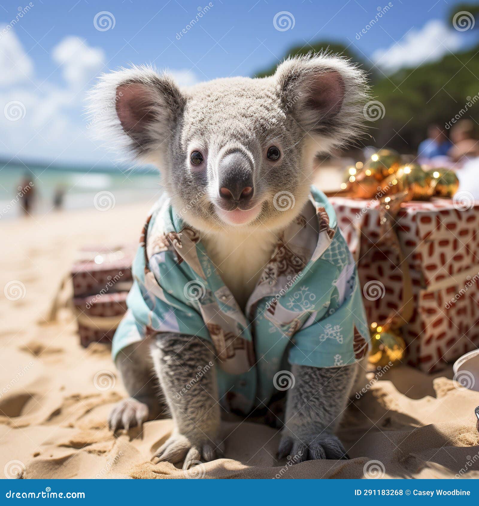 An Australian Koala at a Christmas Gathering Stock Illustration ...