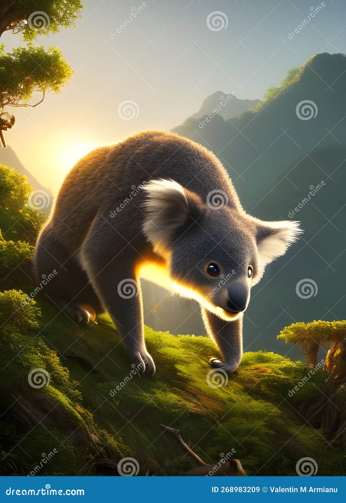 Koala stock illustration. Illustration of sunset, koala - 268983209