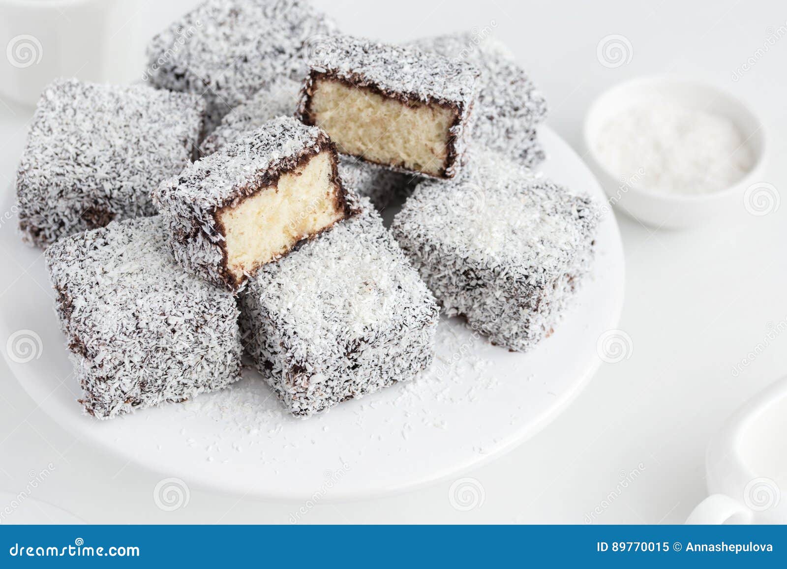 Australian Lamington Cakes with Chocolate and Coconut Stock Image ...