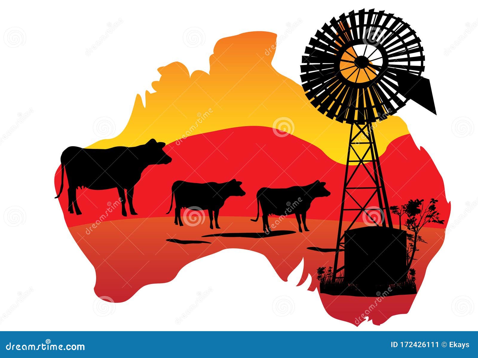 Australian Windmill On White Background Vector Illustration ...