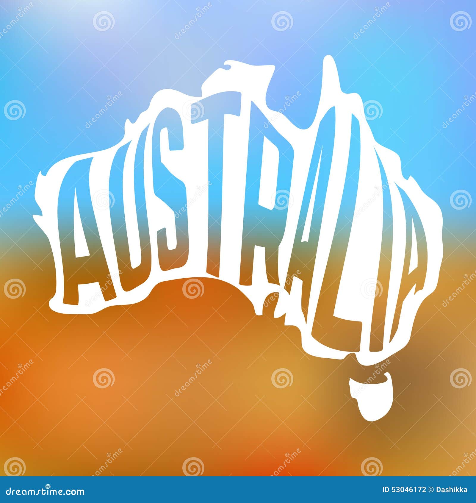 Australian Map with Text Inside on Blur Background Stock Illustration ...