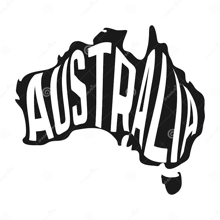 Australian Map with Text Inside on White Stock Illustration ...