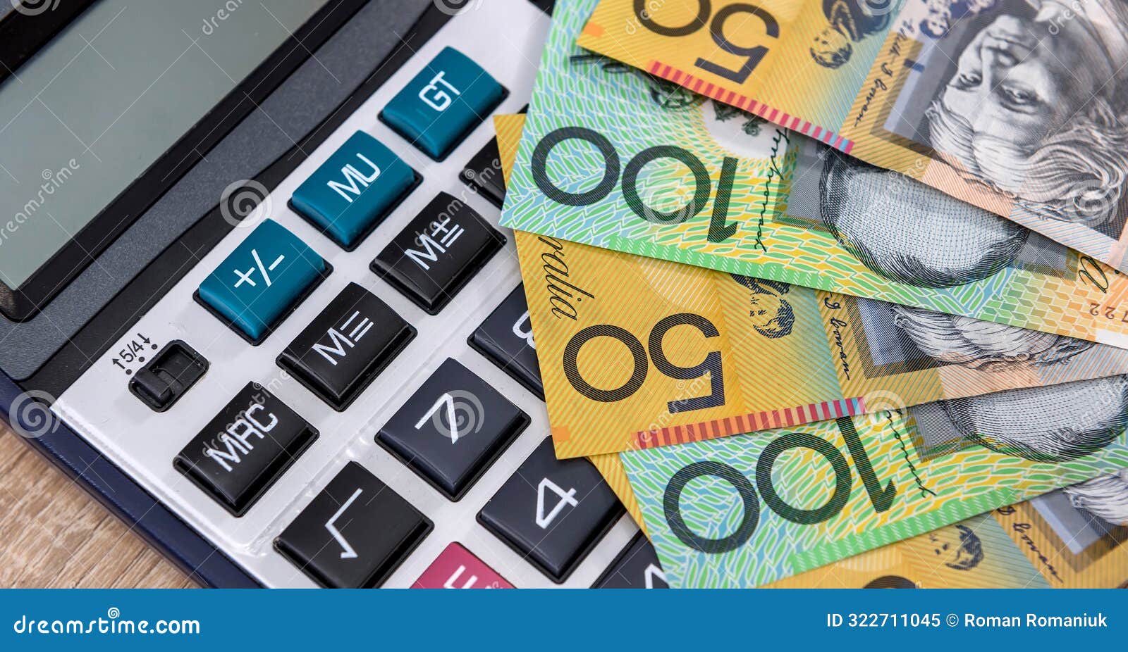 Australian Money Aud with Calculator on Desk. Stock Image - Image of ...