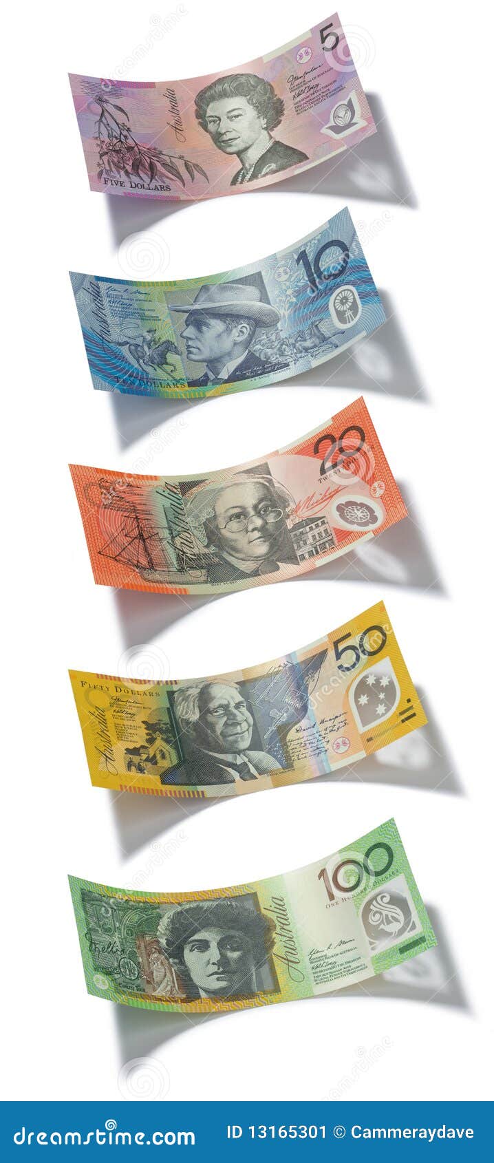 Australian Money Notes Dollar Dollars Stock Image - Image of curving ...