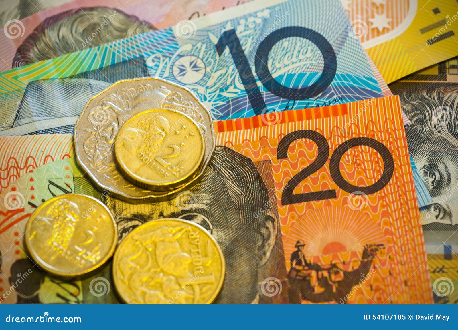 Australian notes and coins stock image. Image of partial - 54107185