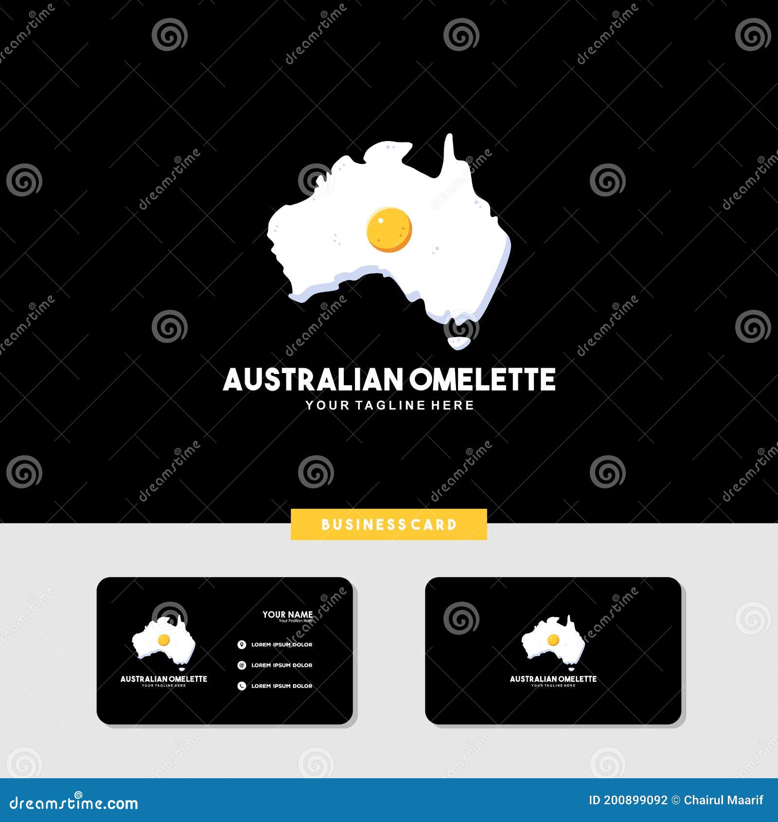 Australian Omelette Logo with Business Card Stock Vector - Illustration ...