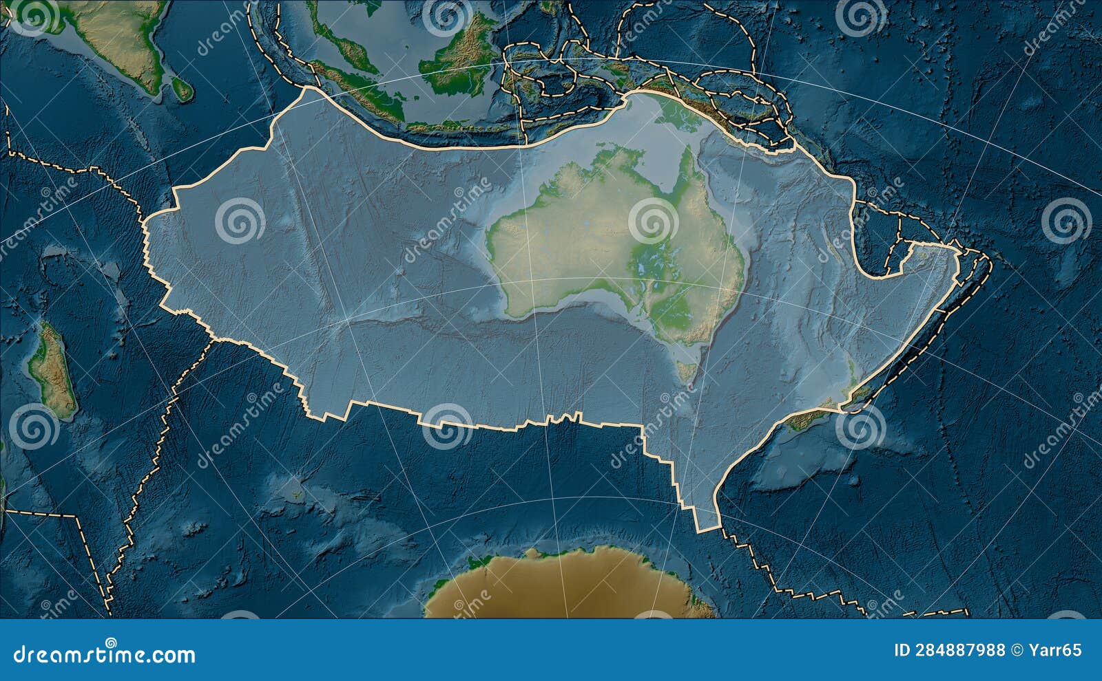 Australian Plate - Boundaries. Physical Map Stock Illustration ...