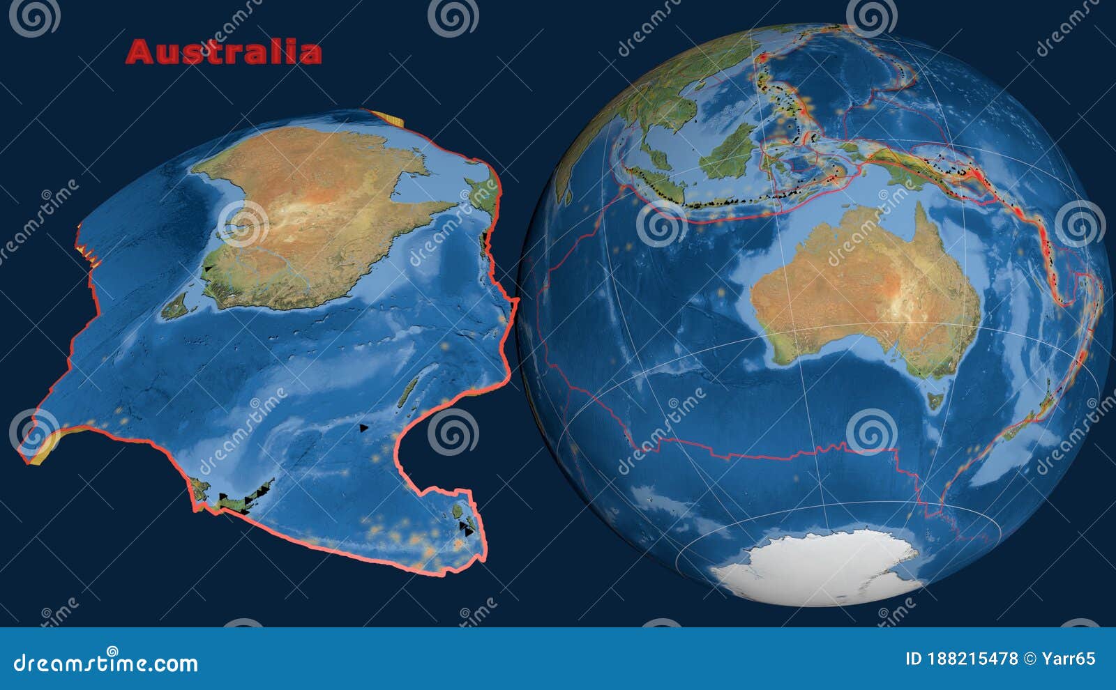 Australian Plate Described and Presented - Satellite Stock Illustration ...