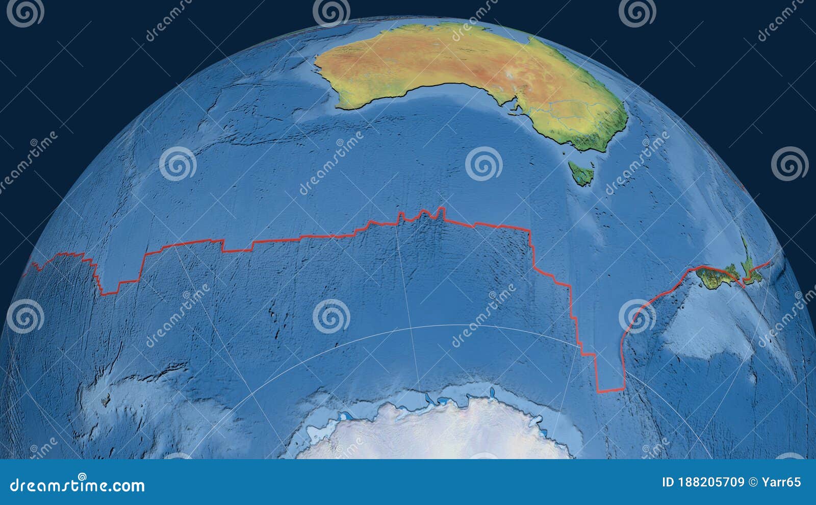 Australian Plate Outlined - Natural Earth Stock Illustration ...
