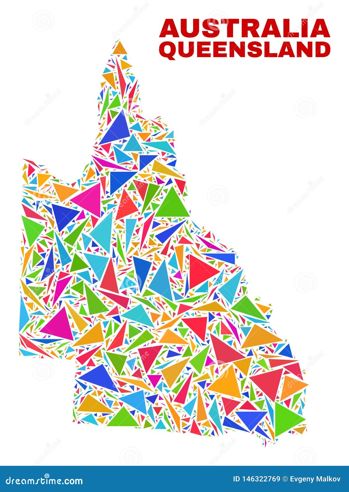 Australian Queensland Map - Mosaic of Color Triangles Stock Vector ...