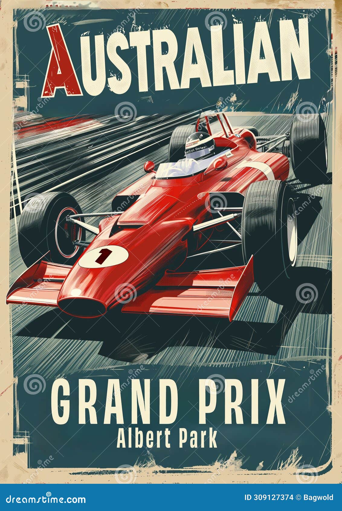 Australian Retro Grand Prix Poster Stock Illustration - Illustration of ...