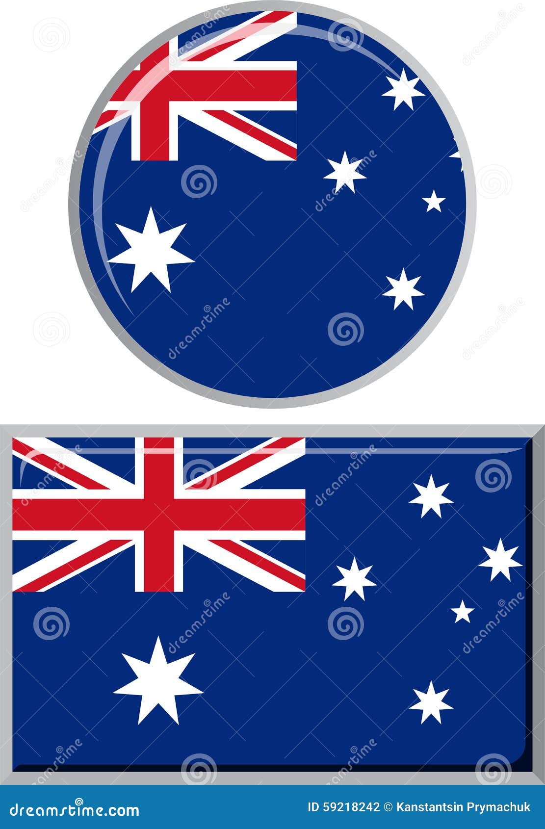 Australian Round and Square Icon Flag. Vector Stock Vector ...