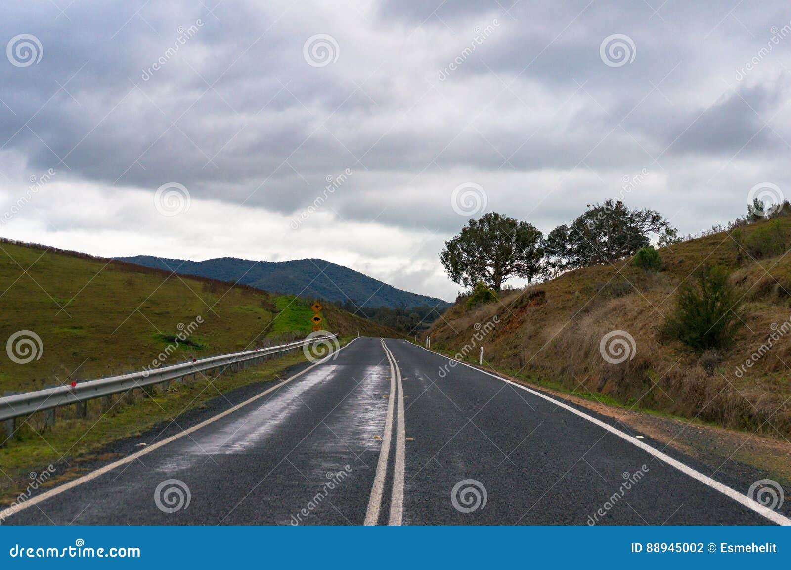 Australian Rural Road on Overcast Day Stock Photo - Image of inland ...