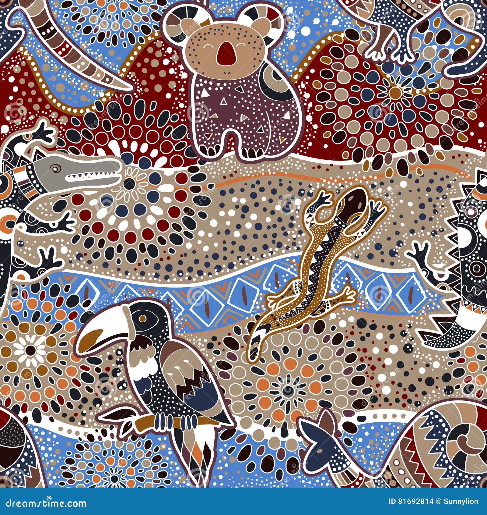 Australian Seamless Pattern Stock Illustration - Illustration of ...