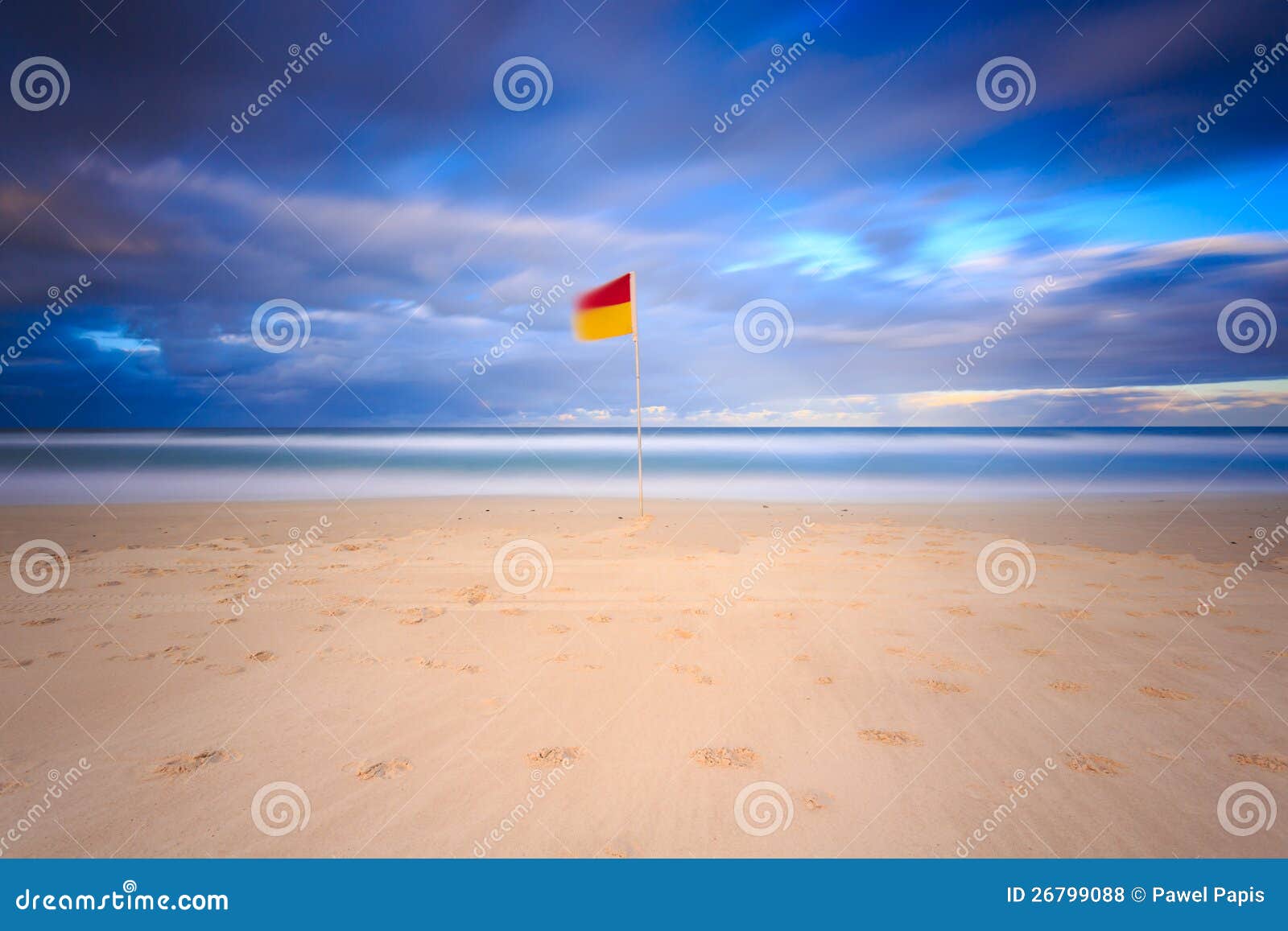 Australian Seascape with Surf Flag Stock Photo - Image of landscape ...