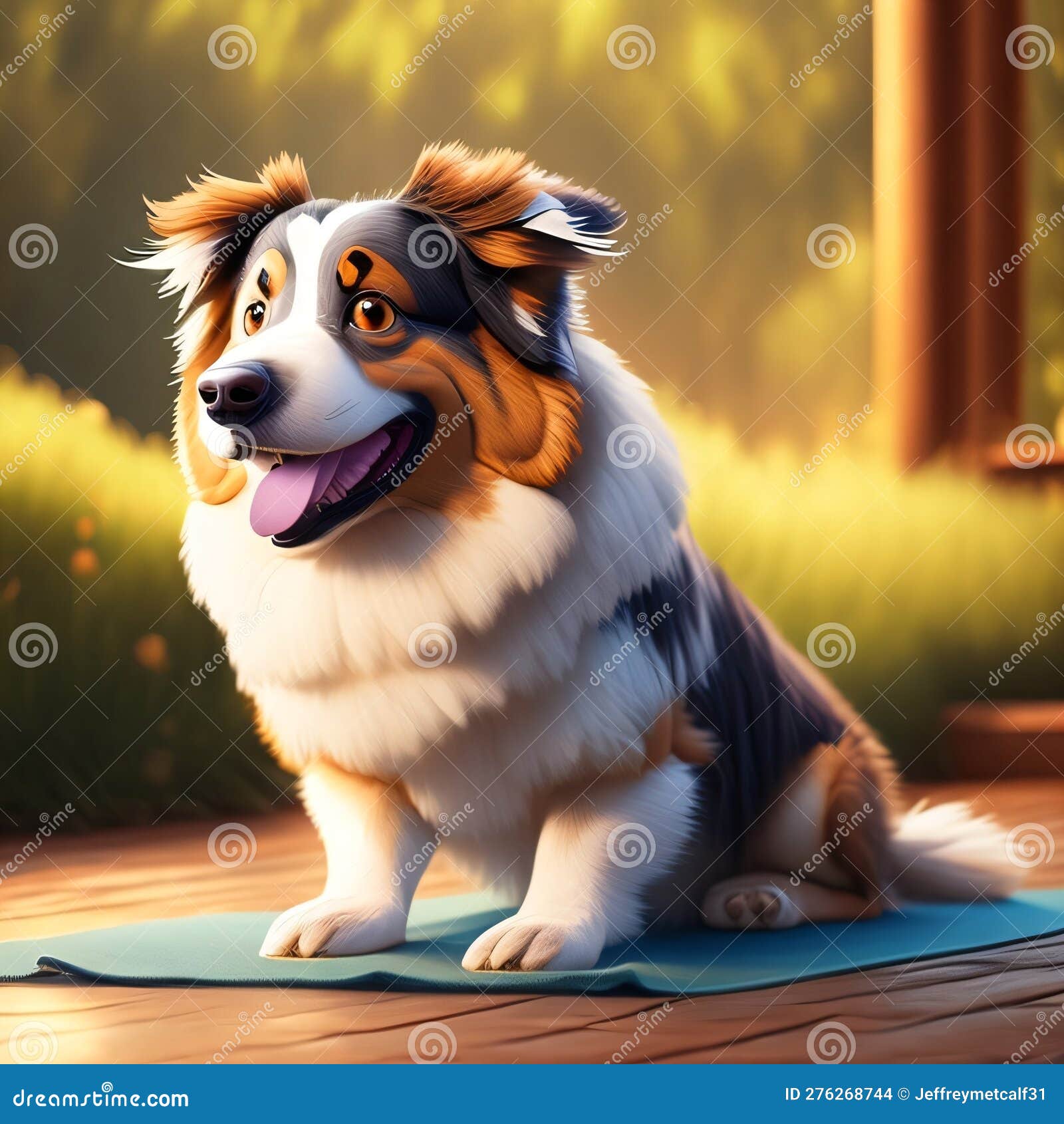 Australian Shepherd Dog Cartoon Art Stock Illustration - Illustration ...