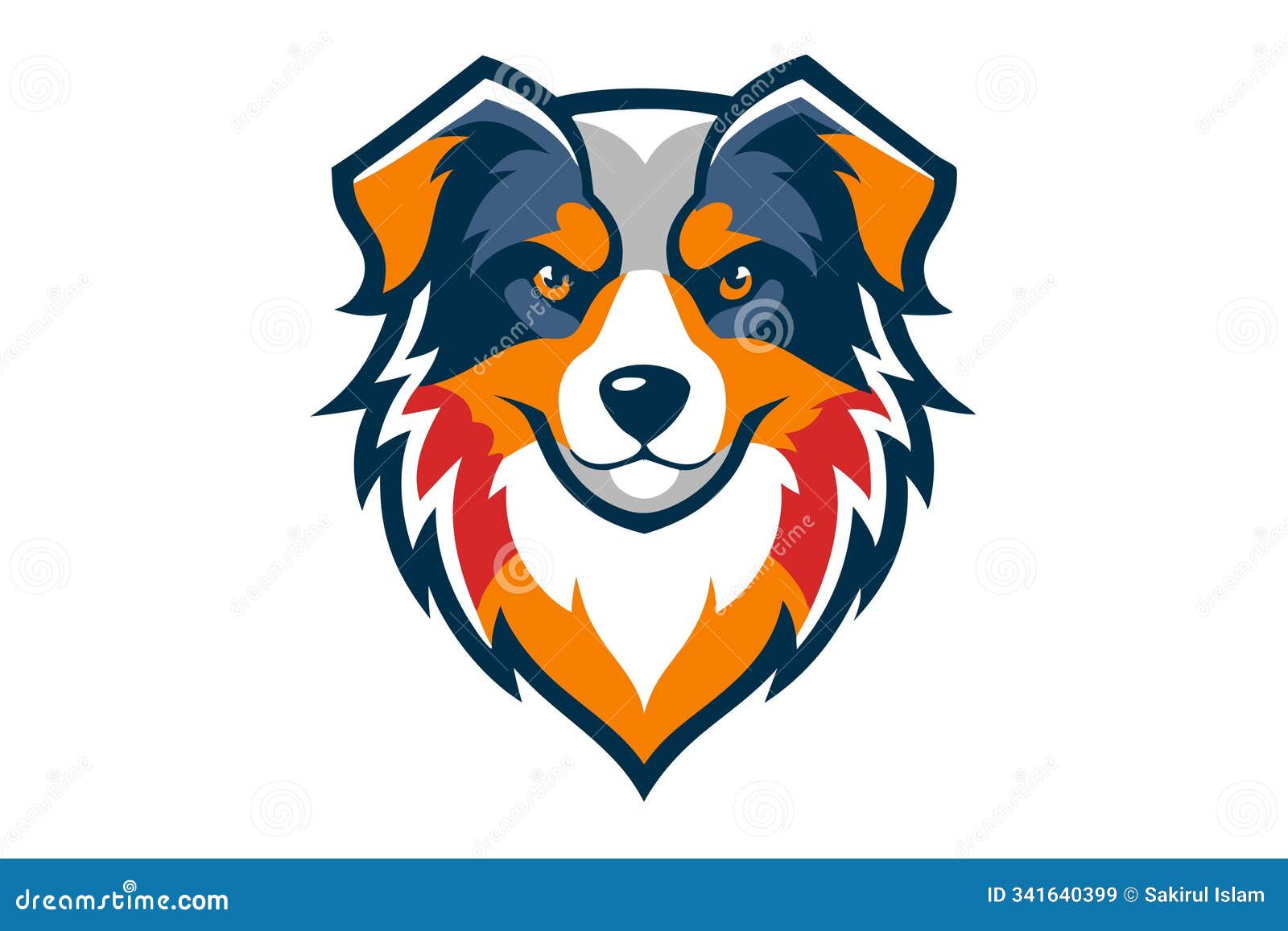 Australian Shepherd Head Mascot Logo Design Stock Illustration ...